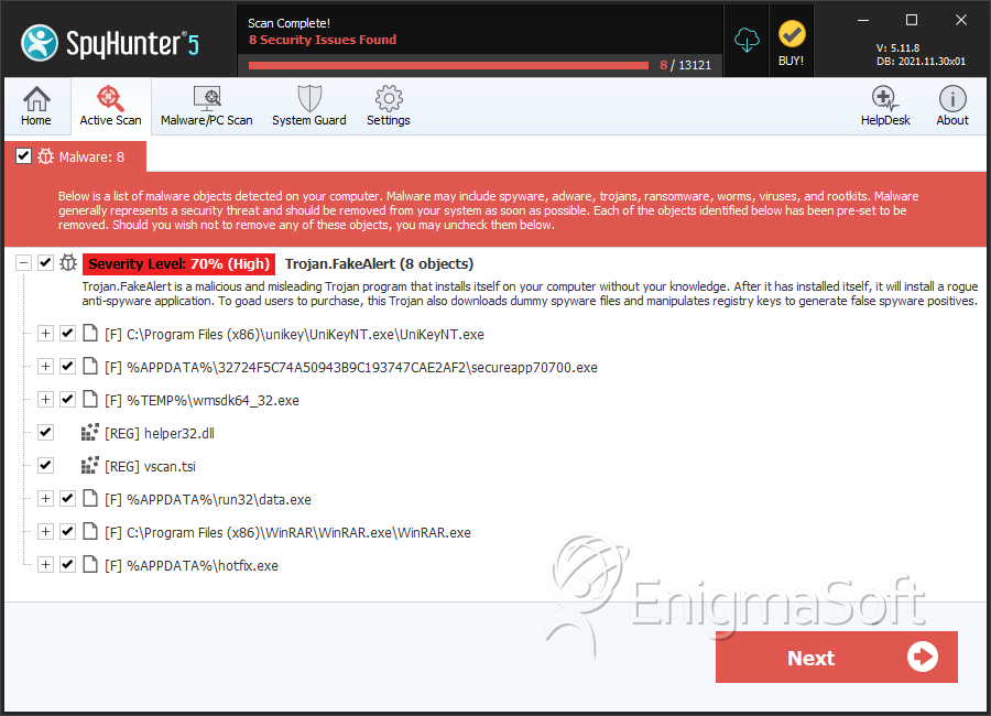 Trojan.FakeAlert Removal Report