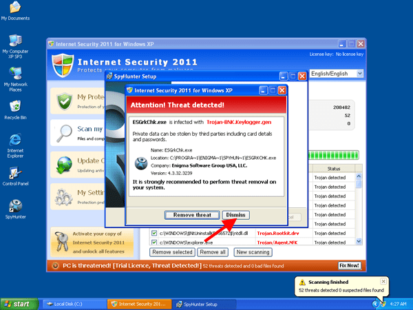 Internet Security 2011 Removal Report