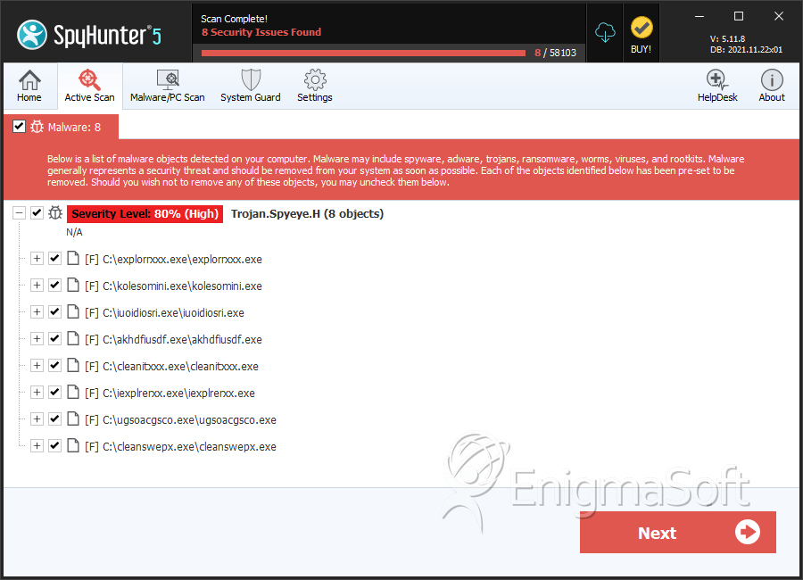 Trojan.Spyeye Removal Report