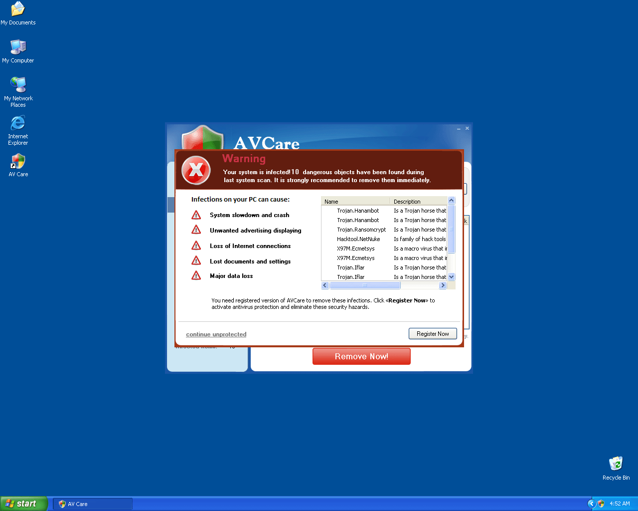 AV Care Removal Report