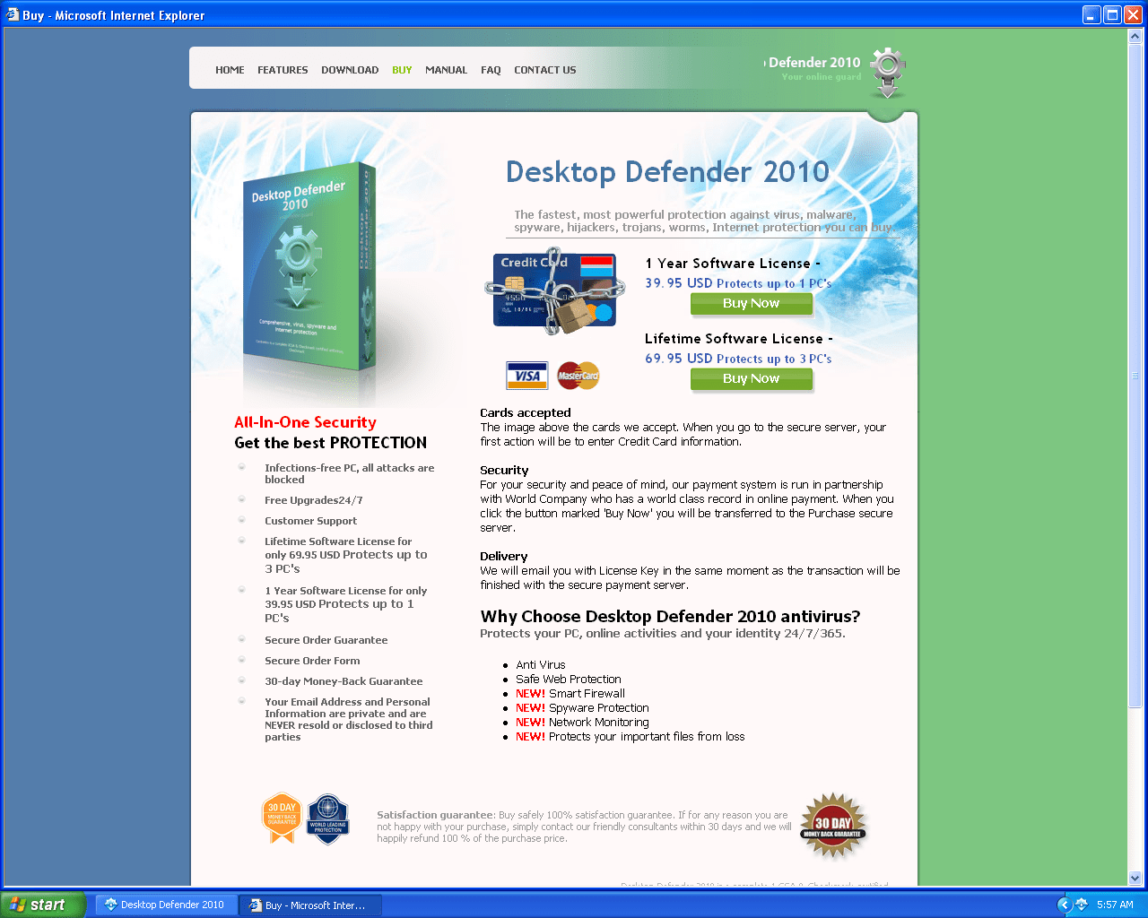 Desktop Defender 2010 Removal Report