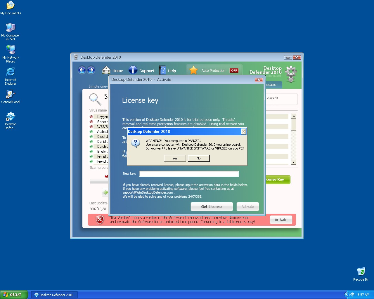 Desktop Defender 2010 Removal Report