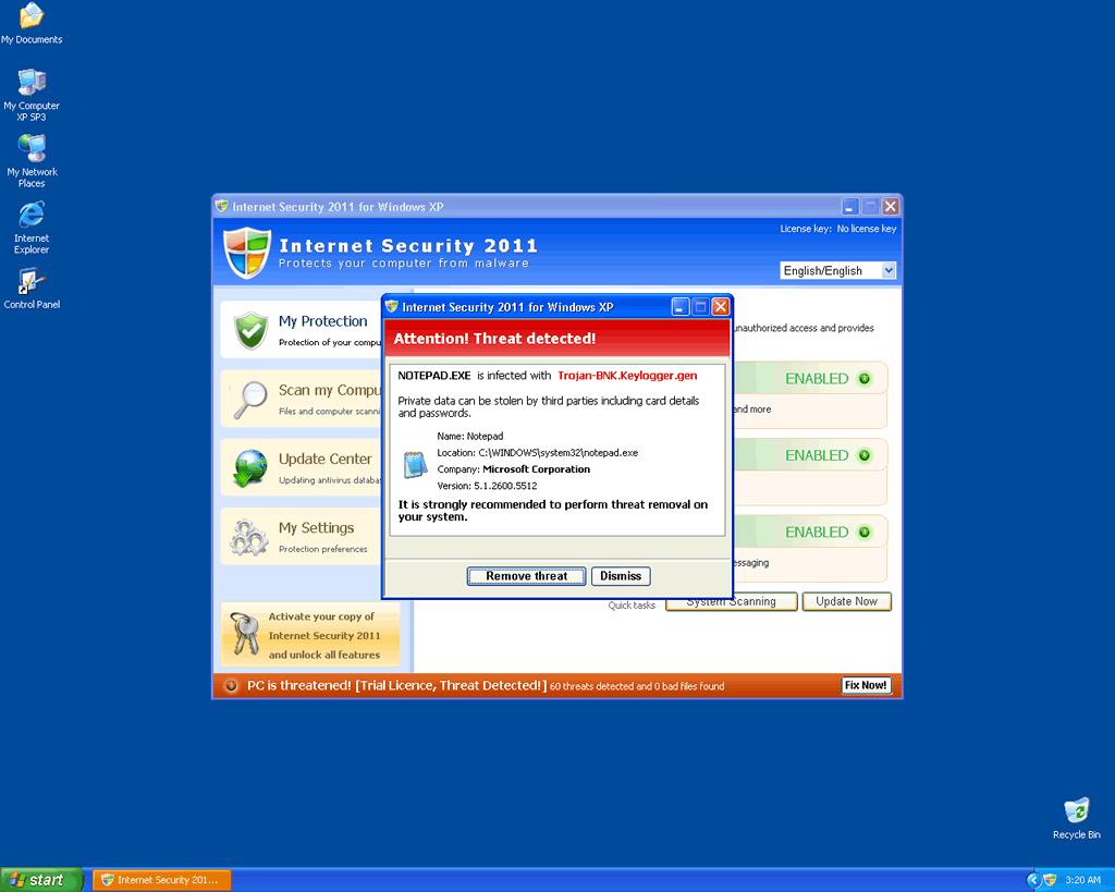 Internet Security 2011 Removal Report