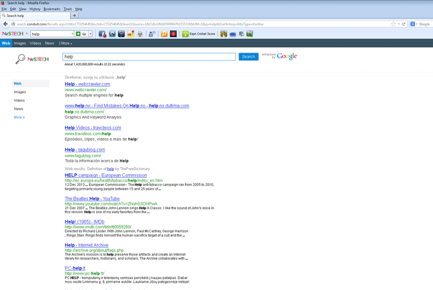 Nvstech Toolbar Removal Report