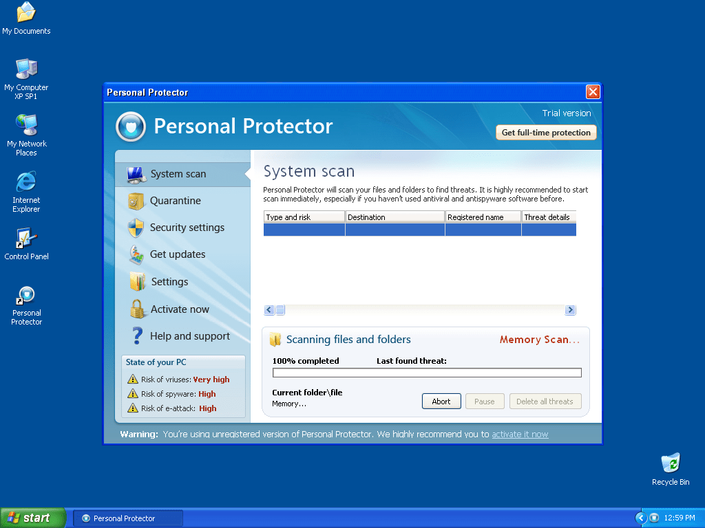Personal Protector Removal Report