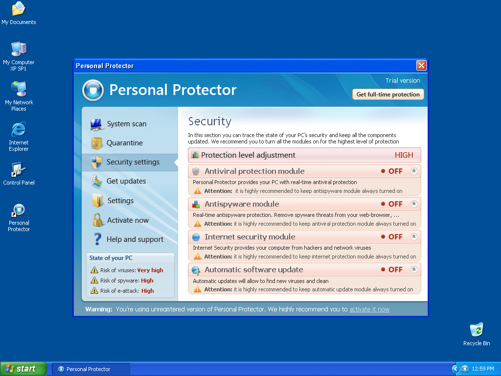 Personal Protector Removal Report