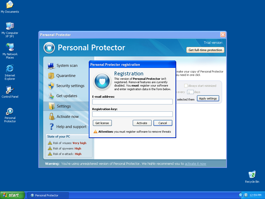Personal Protector Removal Report