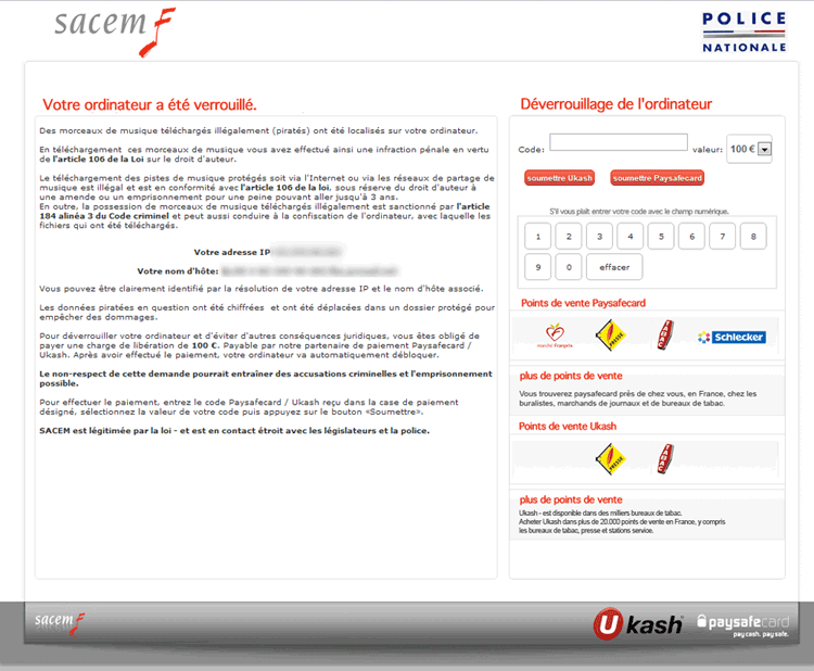 Sacem Police Nationale Ransomware Removal Report