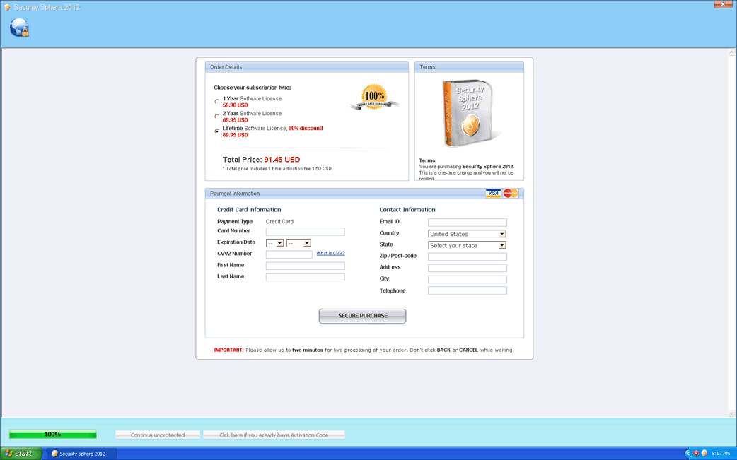 Security Sphere 2012 Removal Report