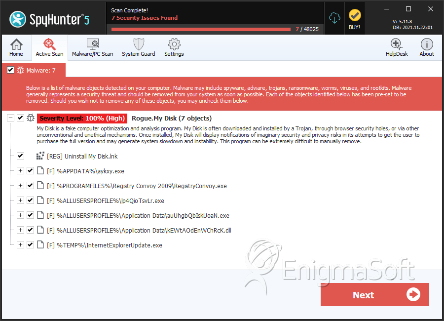 MyDisk Removal Report