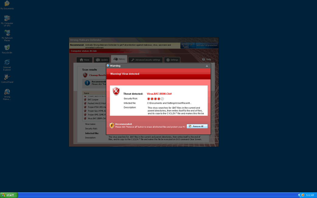 Strong Malware Defender Removal Report