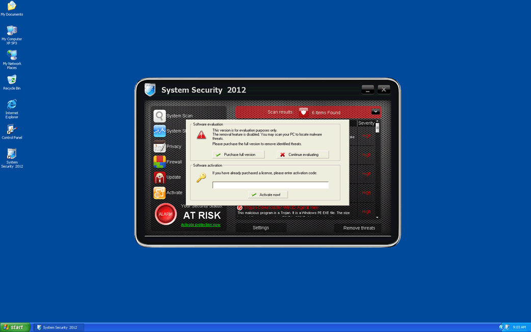 System Security 2012 Removal Report