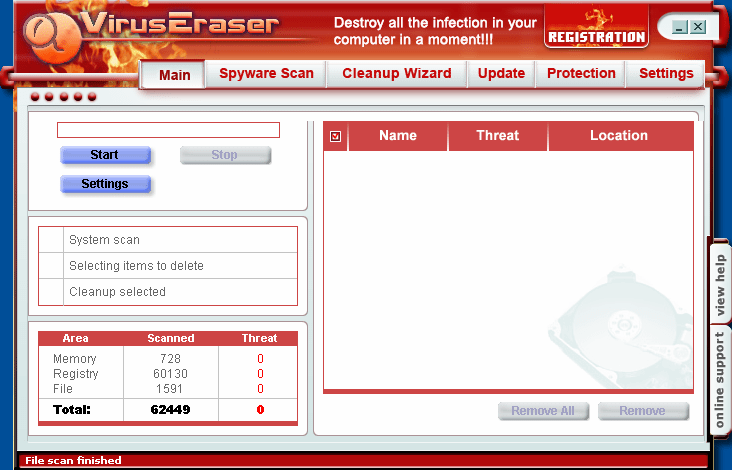 VirusEraser Removal Report