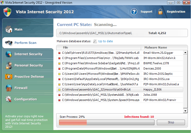 Vista Internet Security 2012 Removal Report