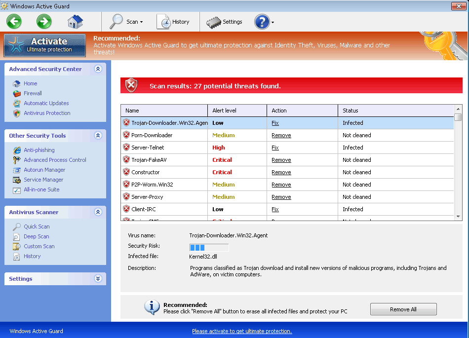 Windows Active Guard Removal Report