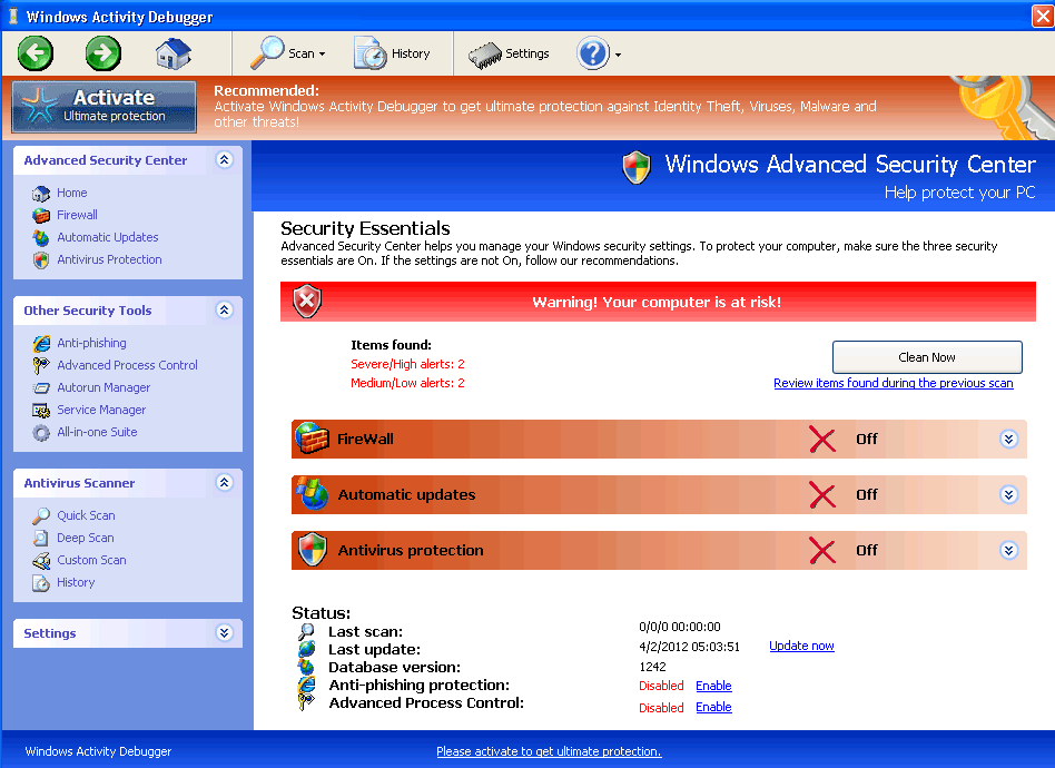 Windows Activity Debugger Removal Report