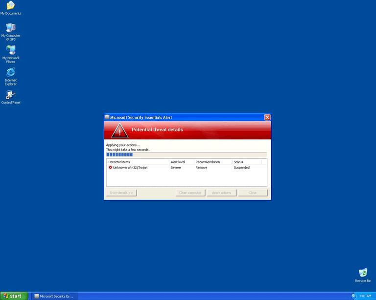 Windows Antispyware Solution Removal Report