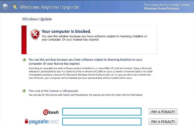 Windows Anytime Upgrade Trojan Ransomware Removal Report