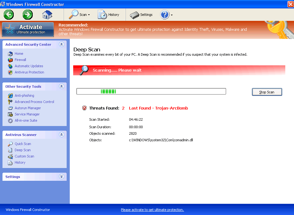Windows Firewall Constructor Removal Report