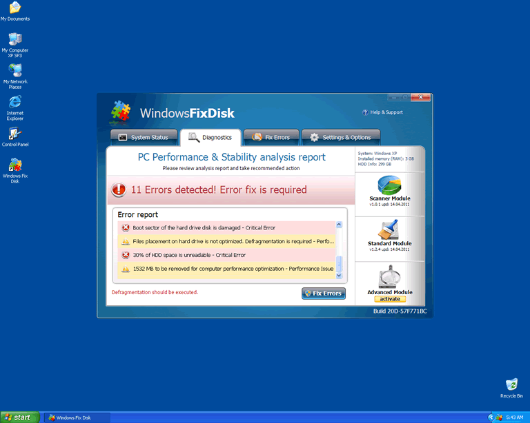 Windows Fix Disk Removal Report