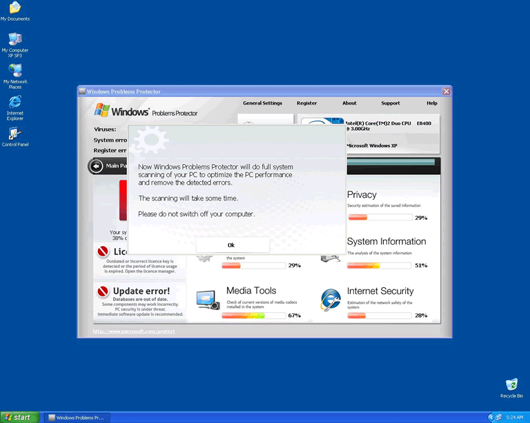 Windows Problems Protector Removal Report