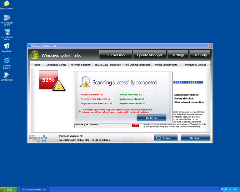 Windows System Tasks Removal Report