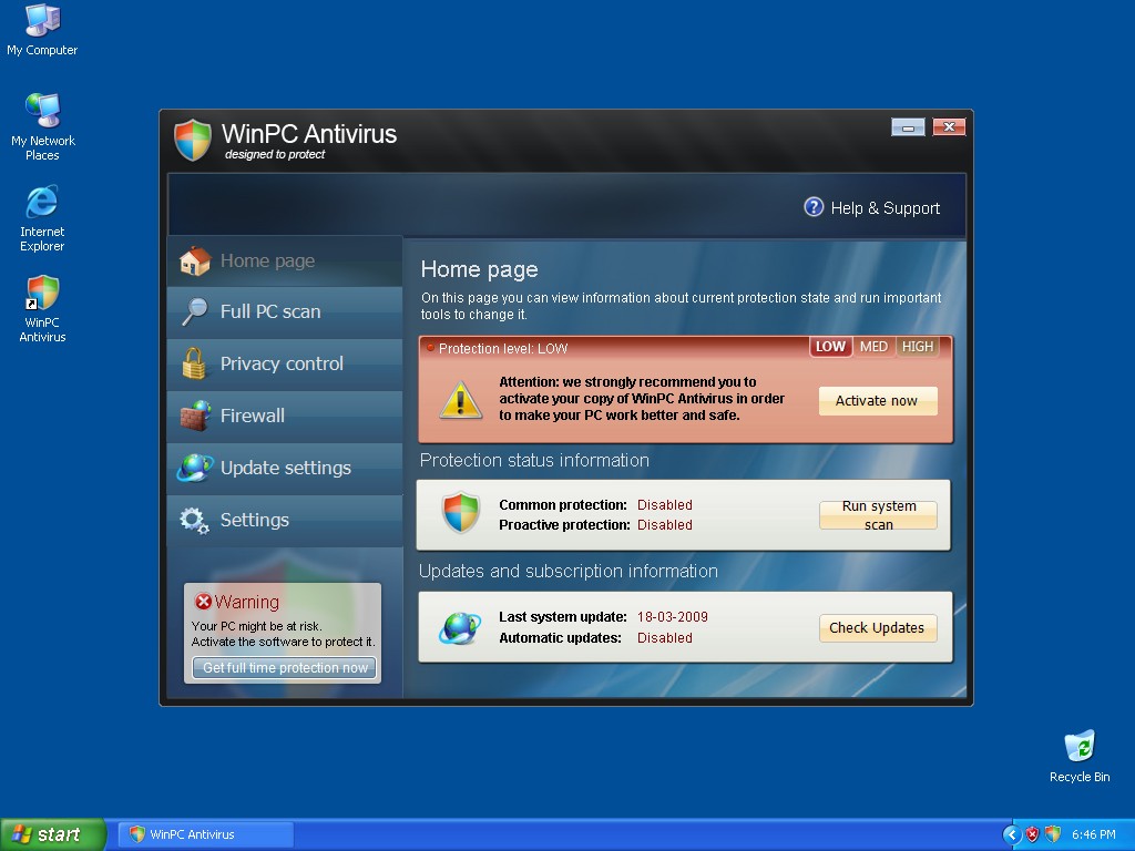 WinPC Antivirus Removal Report