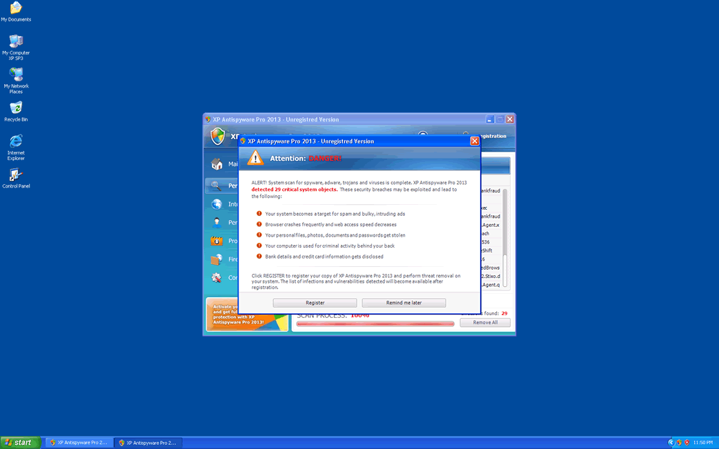 XP Antispyware Pro 2013 Removal Report