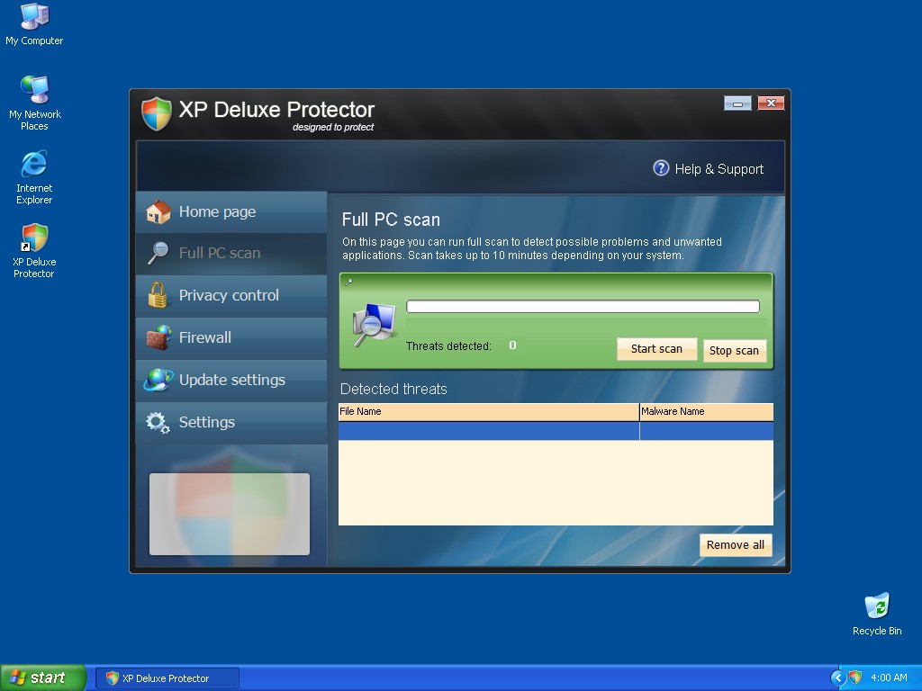 XP Deluxe Protector Removal Report
