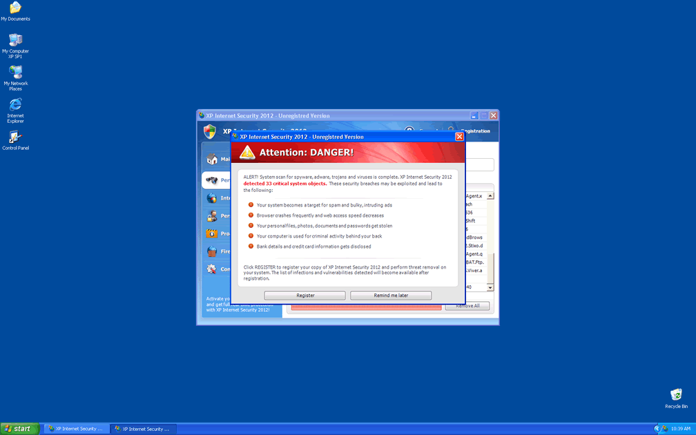 XP Internet Security 2012 Removal Report