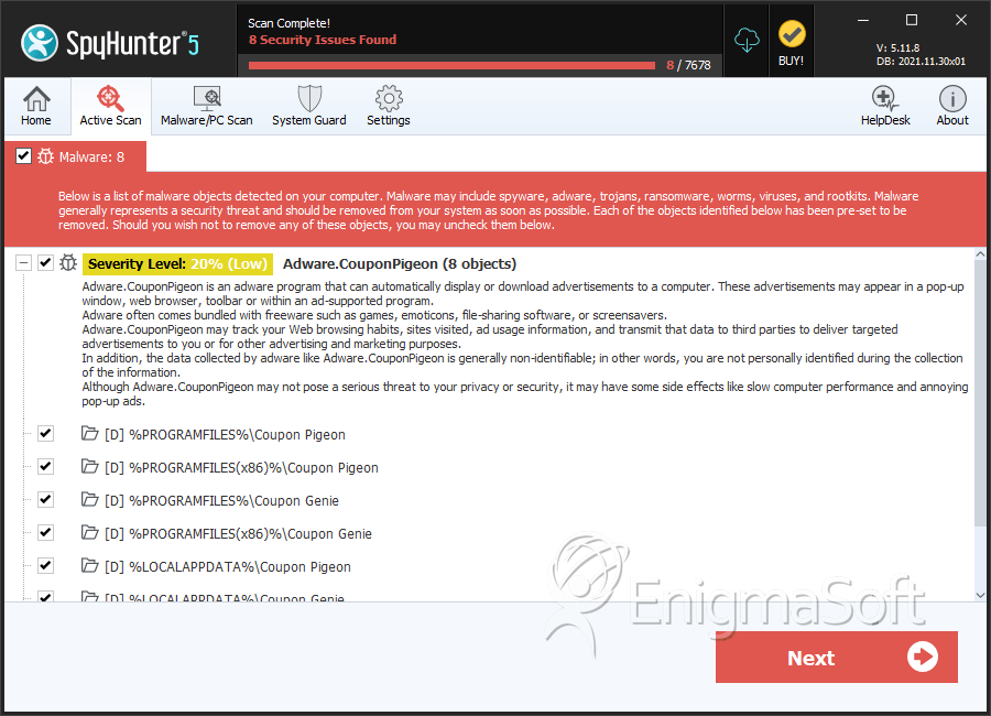 Coupon Pigeon Removal Report