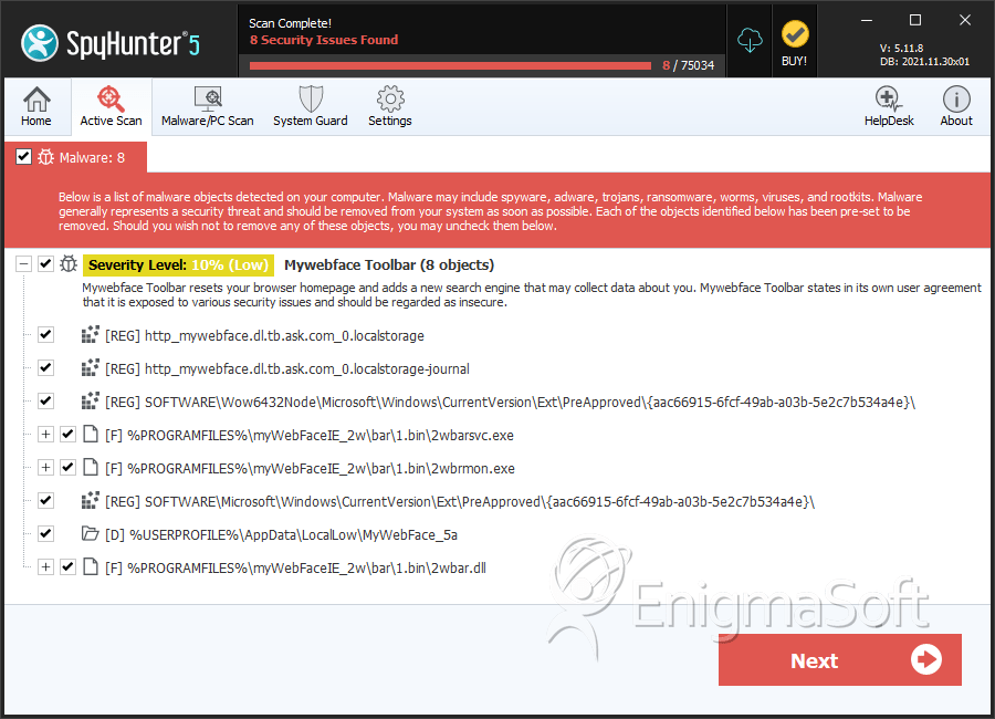 MyWebFace Toolbar Removal Report