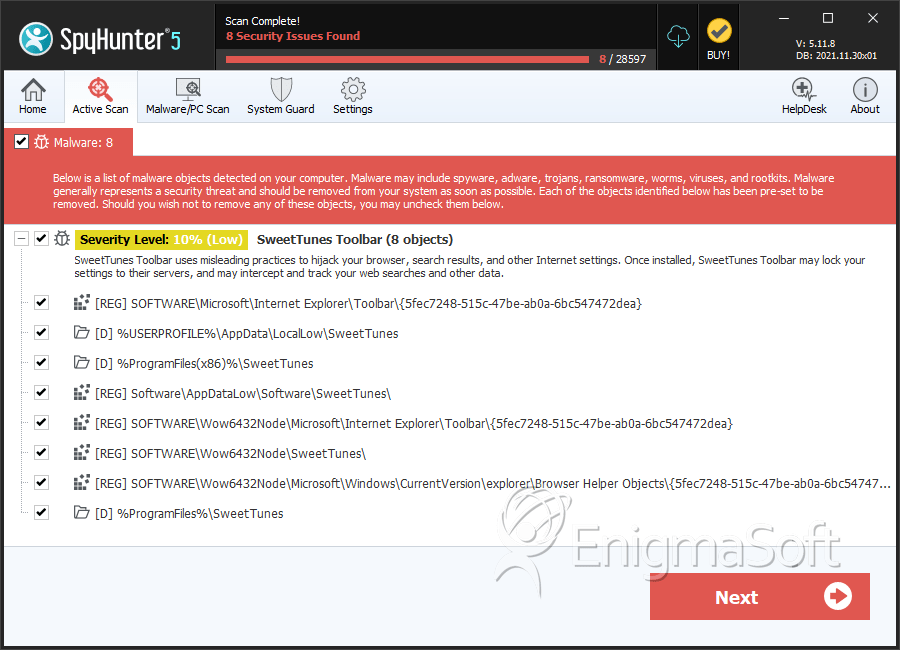 Sweet Tunes Toolbar Removal Report