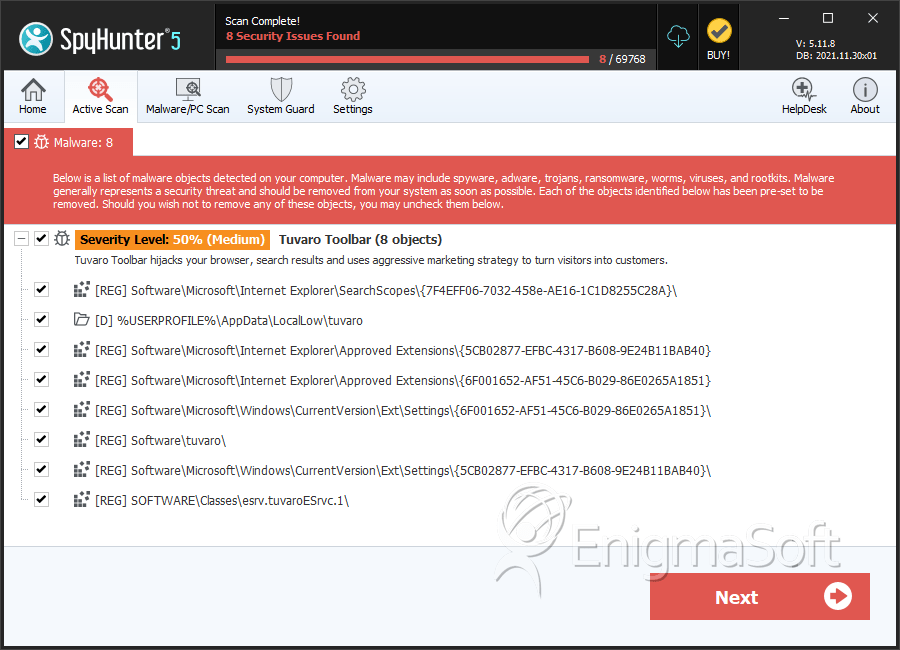Tuvaro Toolbar Removal Report