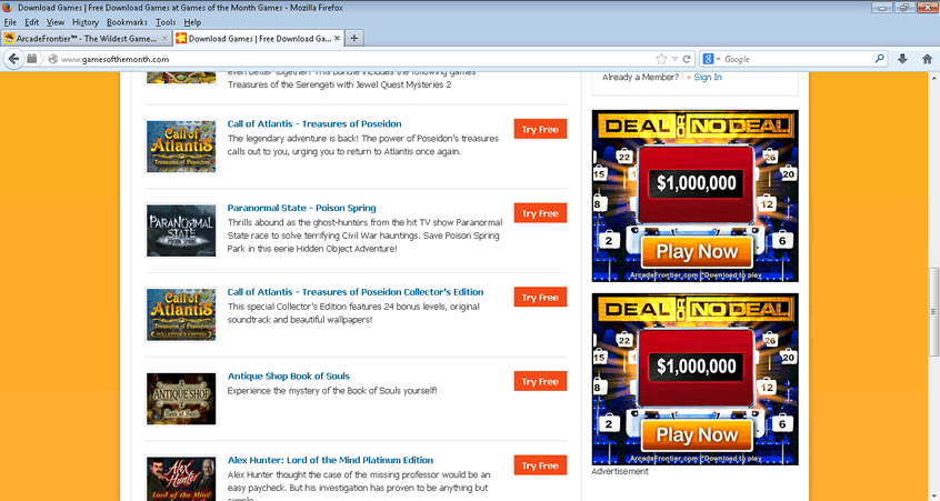 Adware.ArcadeFrontier Removal Report