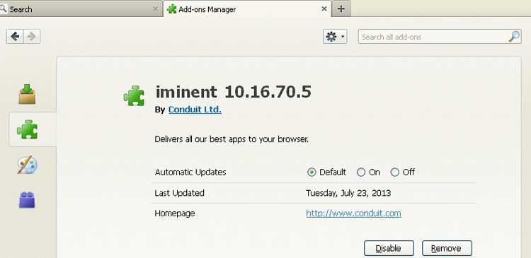 Iminent Toolbar Removal Report