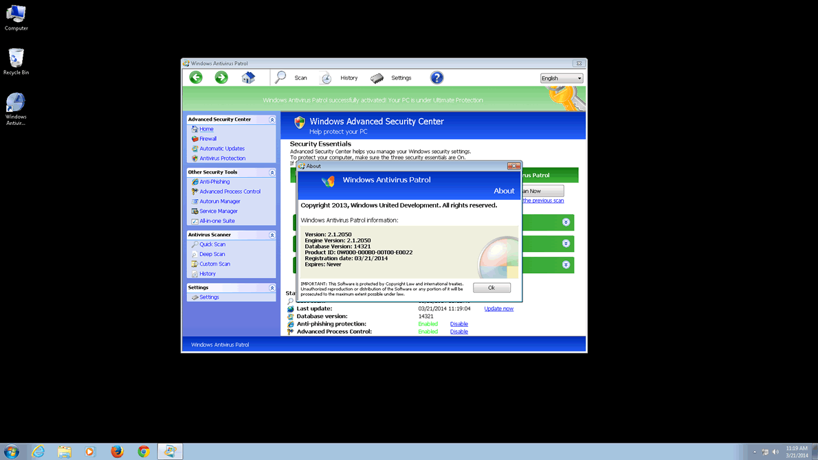 Windows Antivirus Patrol Removal Report