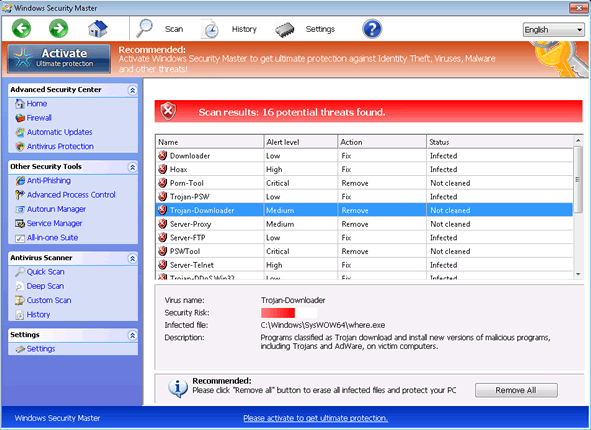 Windows Security Master Removal Report