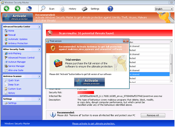 Windows Security Master Removal Report