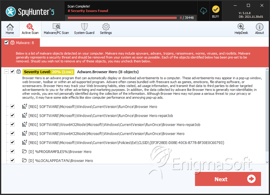 Browser Hero Removal Report