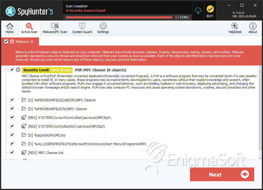 MPC Cleaner Removal Report