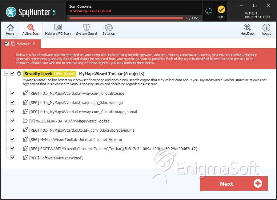 MyMapsWizard Toolbar Removal Report