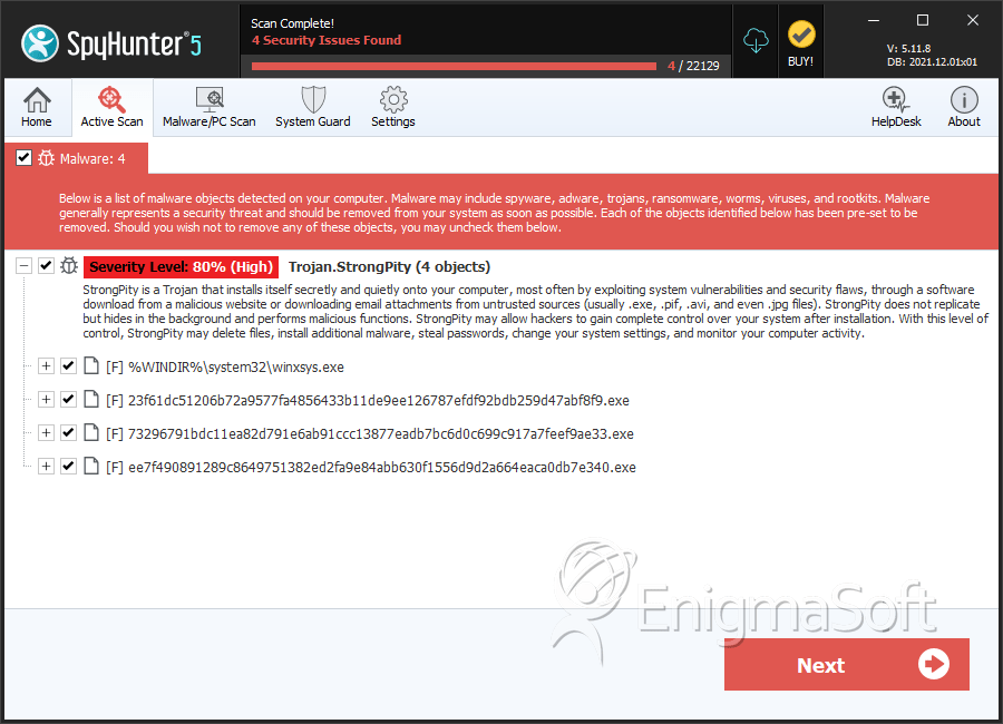 Trojan.StrongPity Removal Report