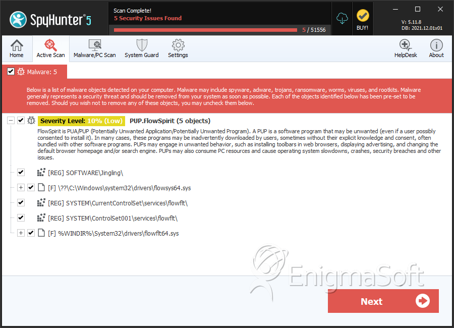 FlowSpirit Removal Report