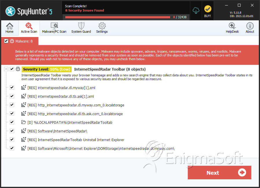 InternetSpeedRadar Toolbar Removal Report