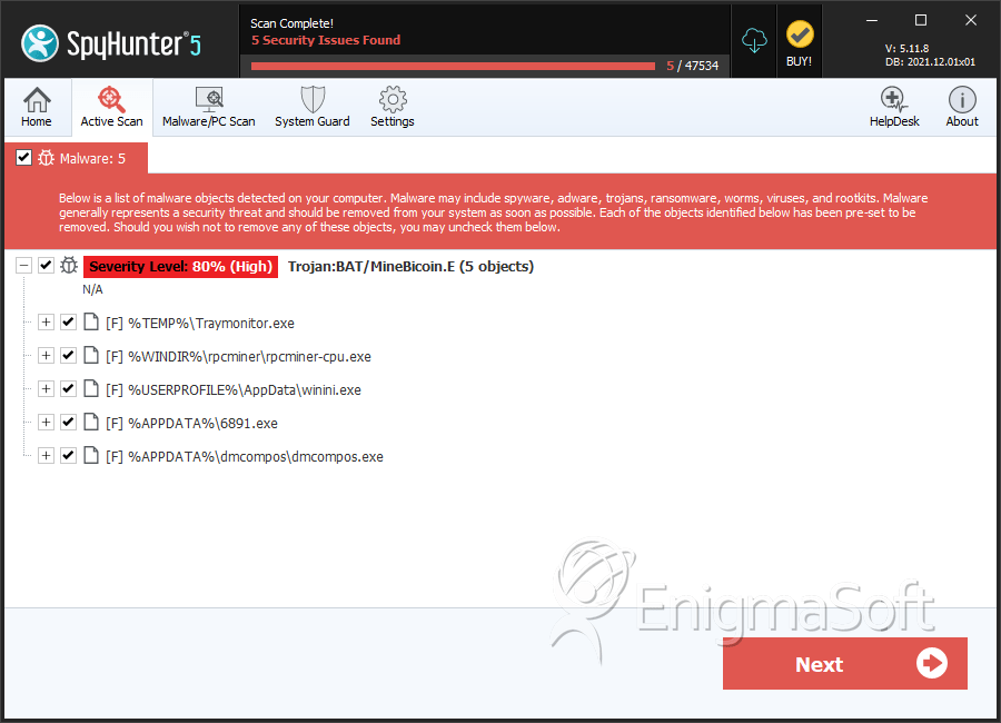 Trojan:BAT/MineBicoin.E Removal Report