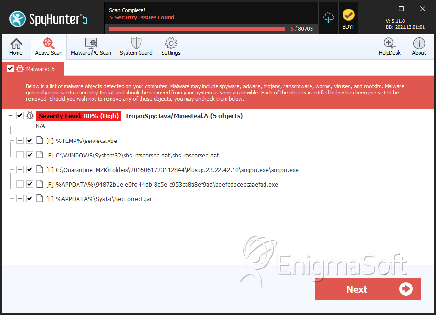 TrojanSpy:Java/Minesteal.A Removal Report
