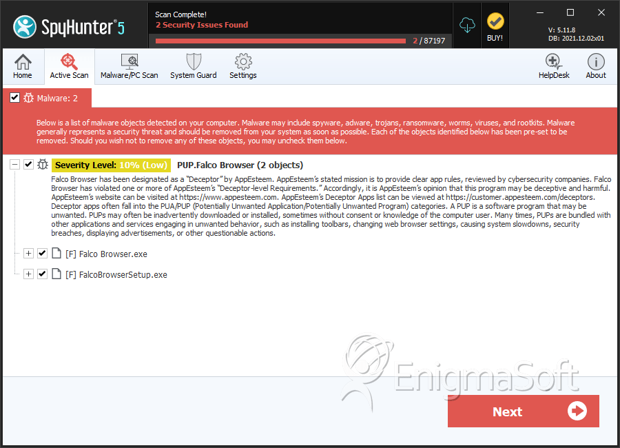 PUP.Falco Browser Removal Report