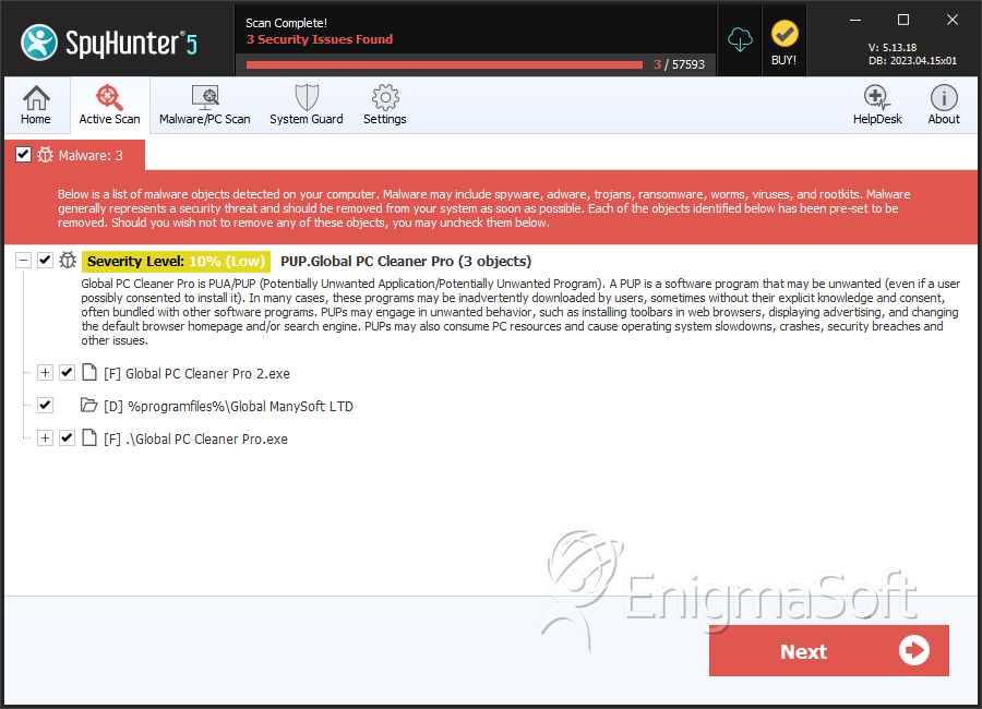 Global PC Cleaner Pro Removal Report