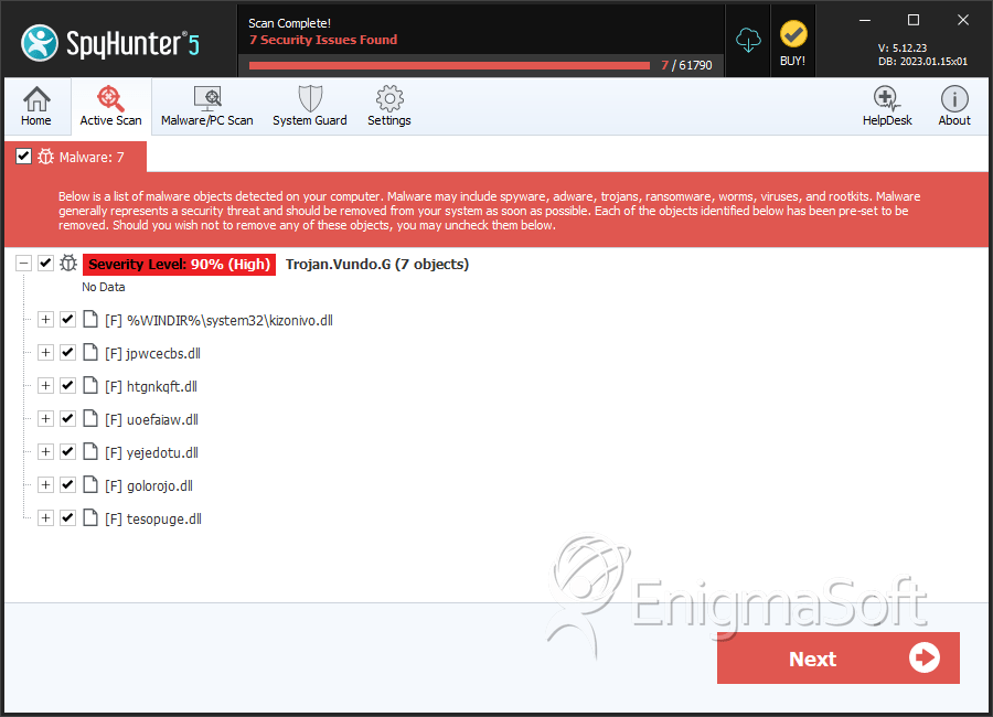 Trojan.Vundo.G Removal Report